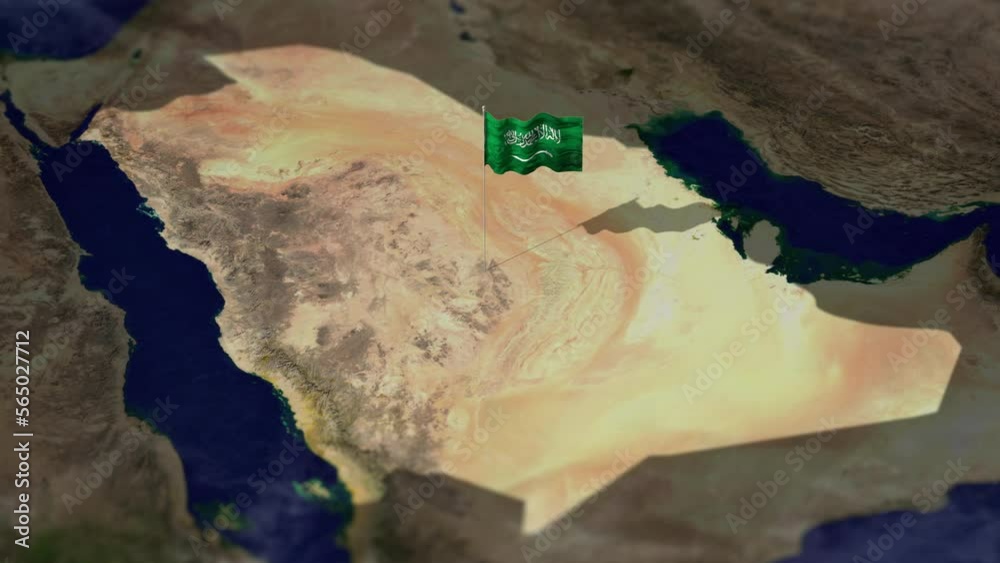 Map of the Kingdom of Saudi Arabia, with flag 素材庫影片 | Adobe Stock