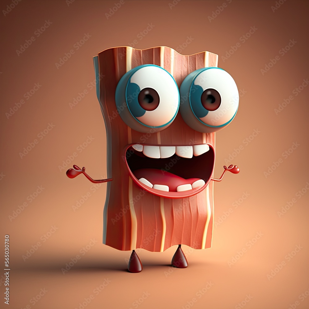 Cute Cartoon Bacon Character (Generative AI) Stock Illustration | Adobe ...