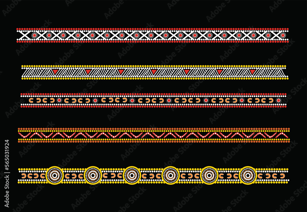 Poster Set of aboriginal dot art border design – Wall Art | UkPosters