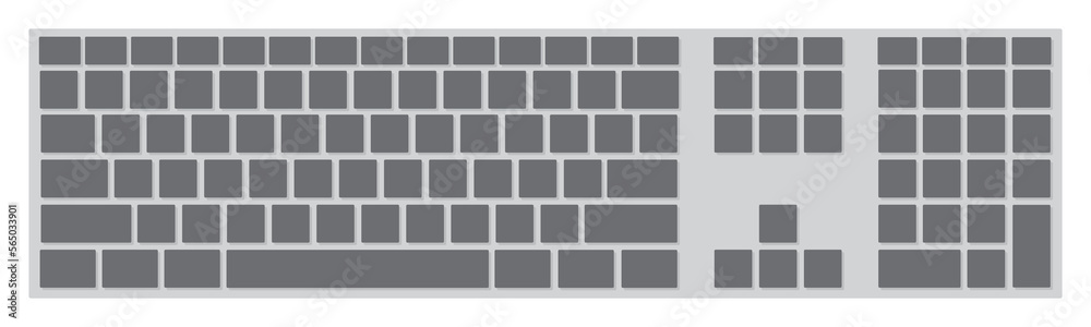 Silver And Grey Color Computer Bluetooth Keyboard On White Background Vector Illustration