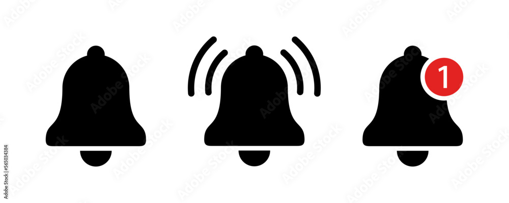 Notification bell icon set Stock Vector | Adobe Stock