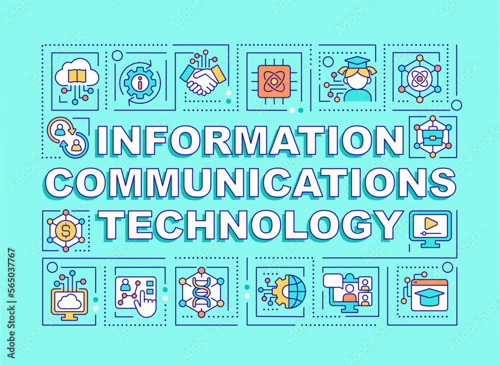 Information communication technology word concepts mint green banner ...