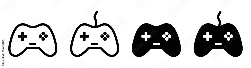 joystick icon set. video game controller icon. game console icon flat ...