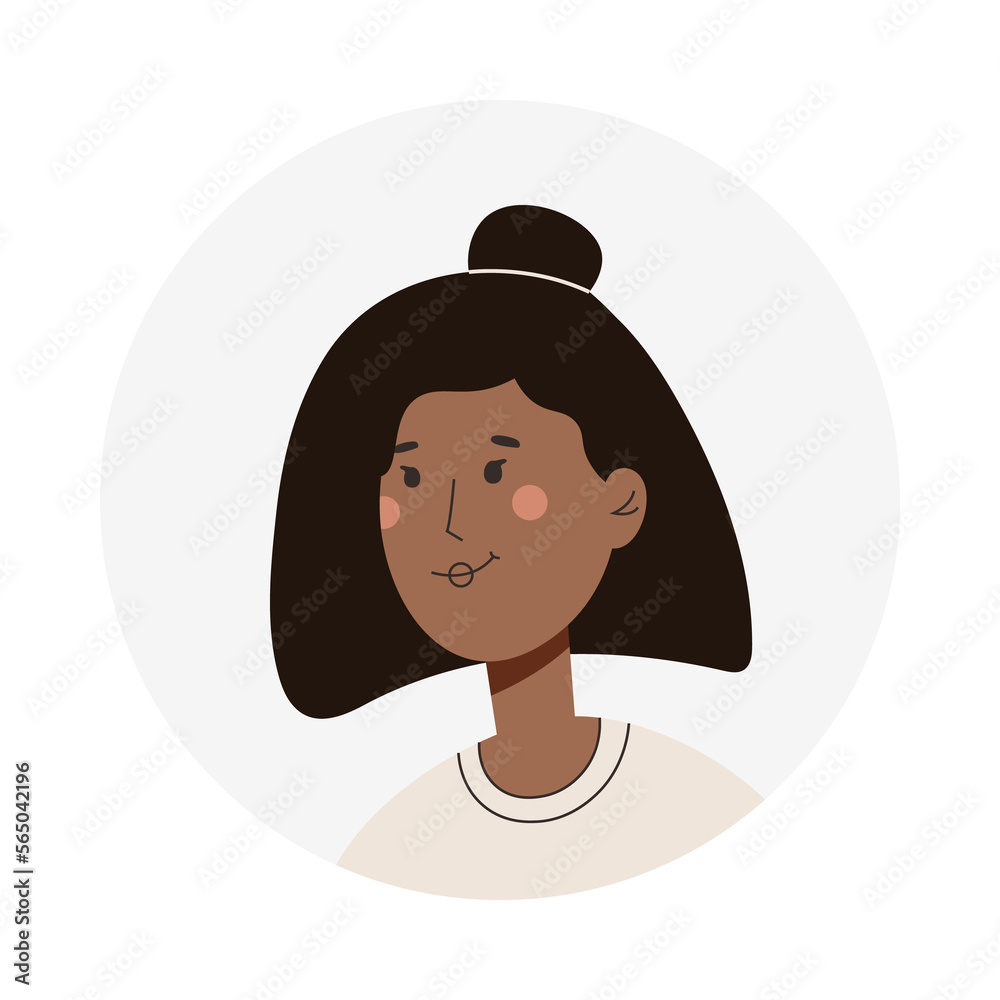 Flat female avatar isolated on a transparent background. Profile ...