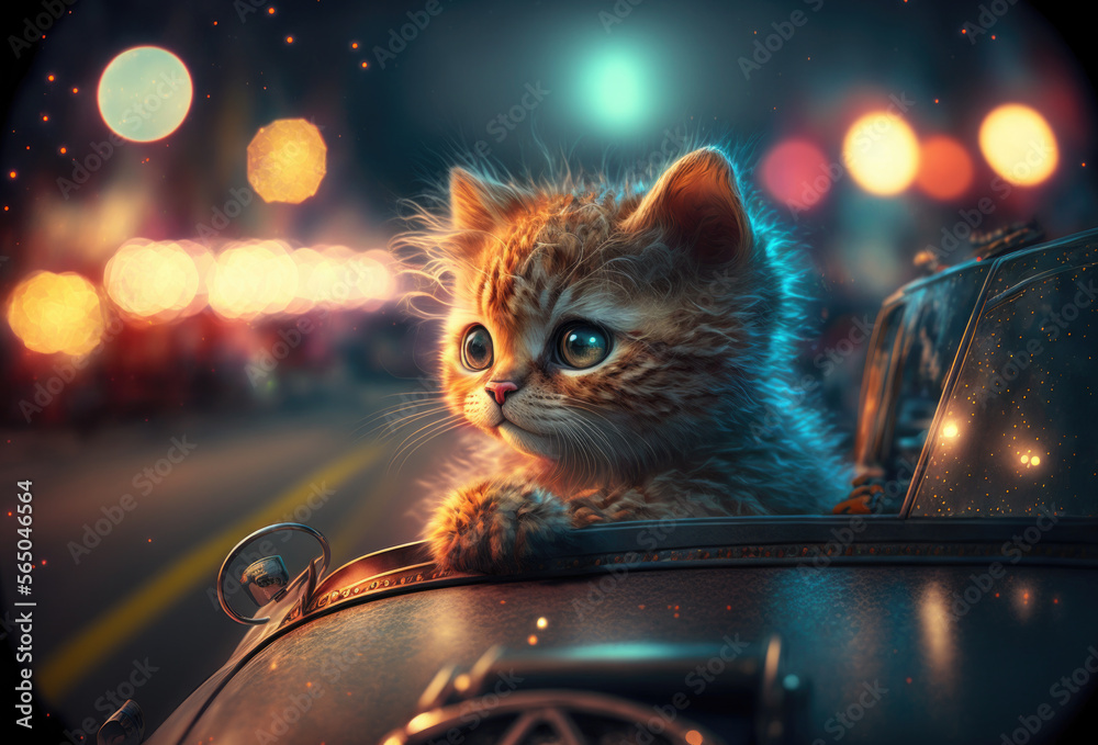 Cute cat driver. Created with generative AI technology Stock ...