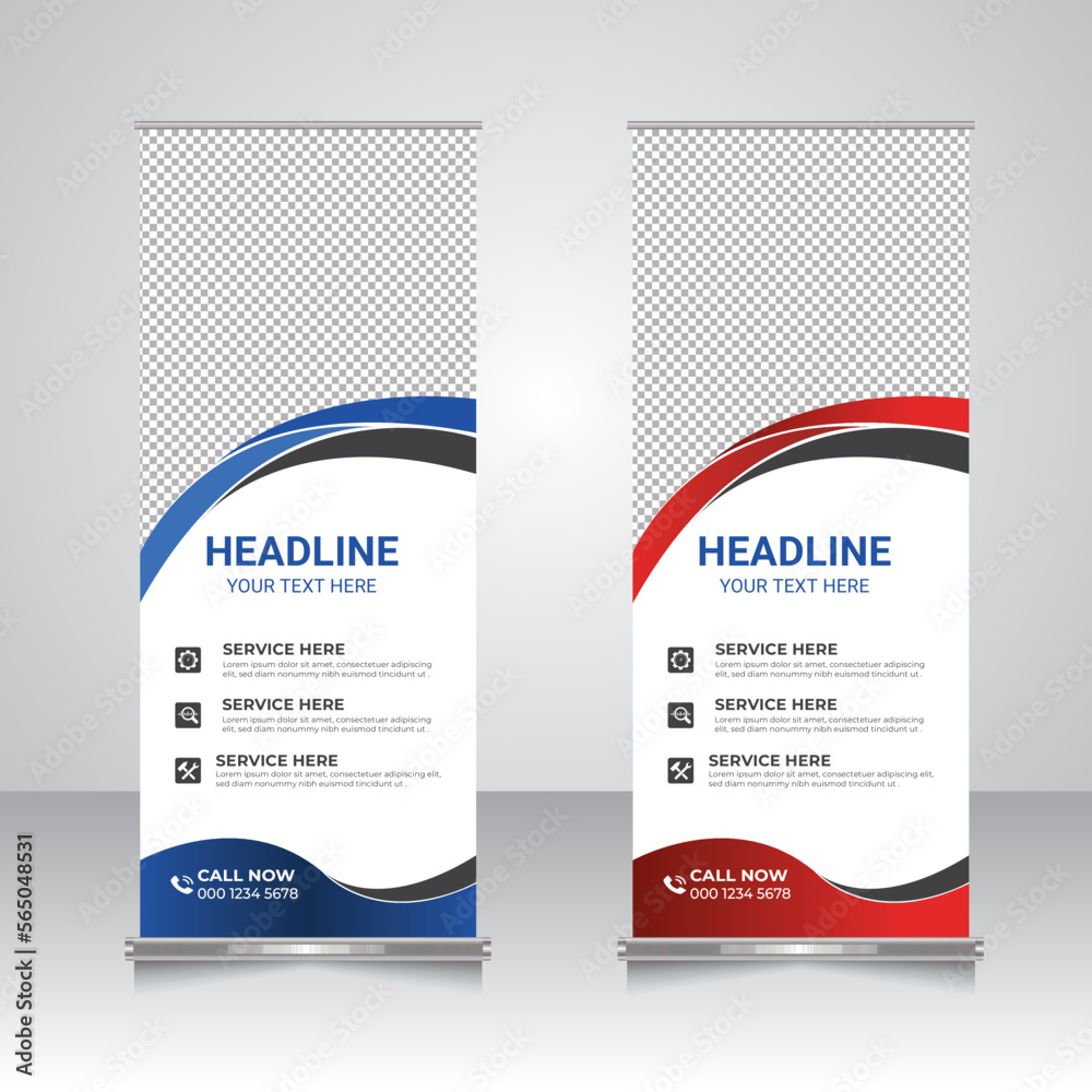 roll-up banner, pop-up, pull-up banner design Stock Vector | Adobe Stock