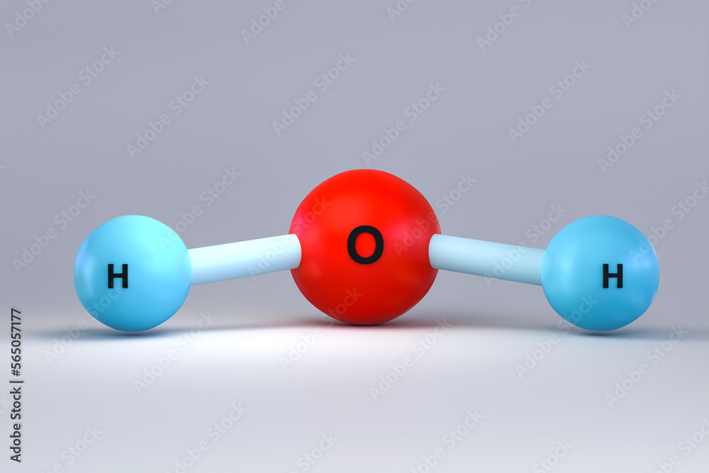 Water molecule. H2O water molecule as model. Oxygen and hydrogen ...