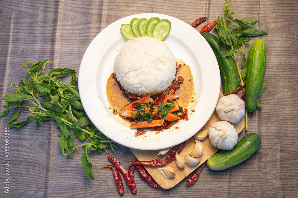 Pad Kra Pao, Crab Stick, Thai food, Thai street food, original Thai ...