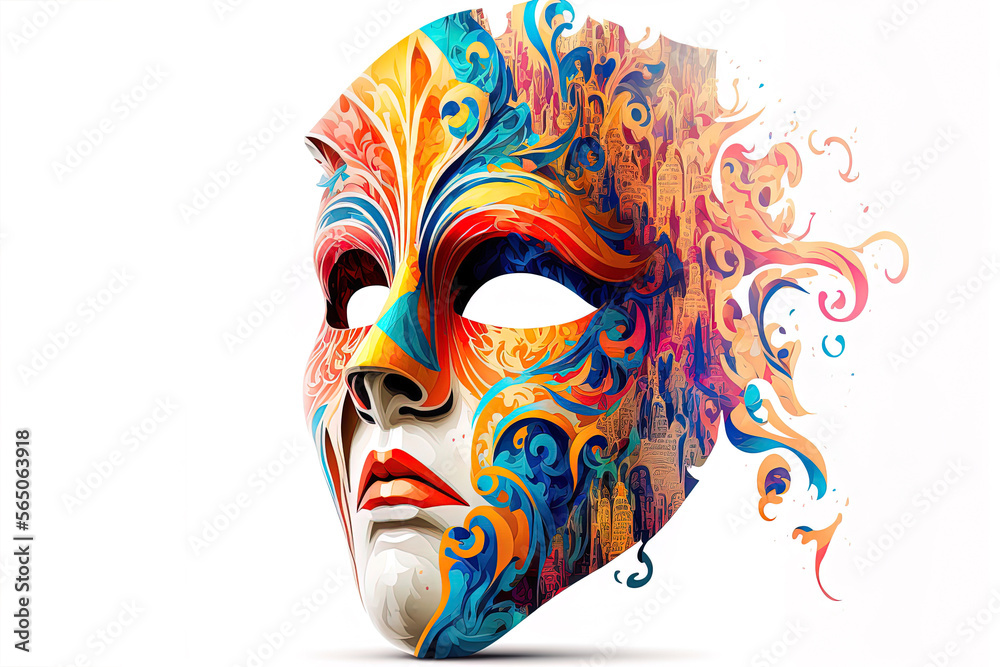 Abstract Masquerade, Isolated and Flat Illustration of a Venice ...