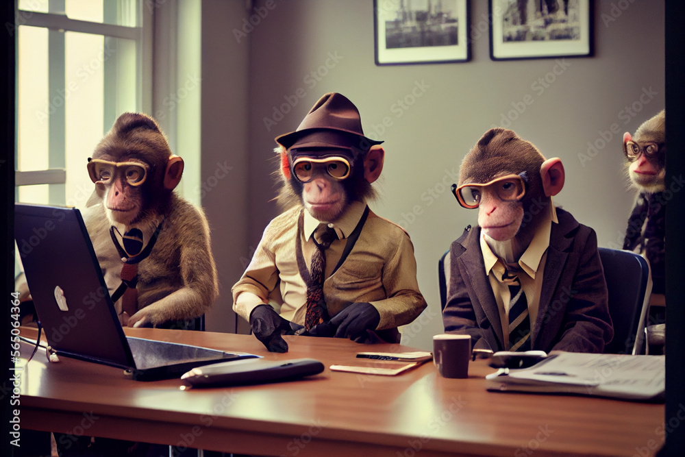 Office Monkeys created using MidJourney generative AI Stock ...