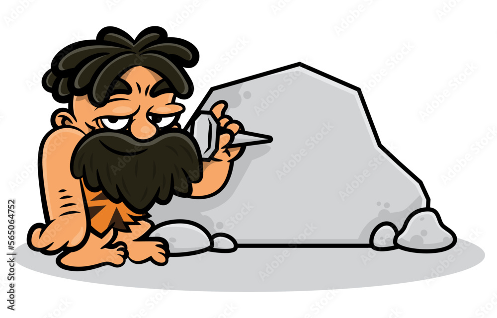 Cartoon illustration of Cavemen with dreadlocks and beard, wearing ...
