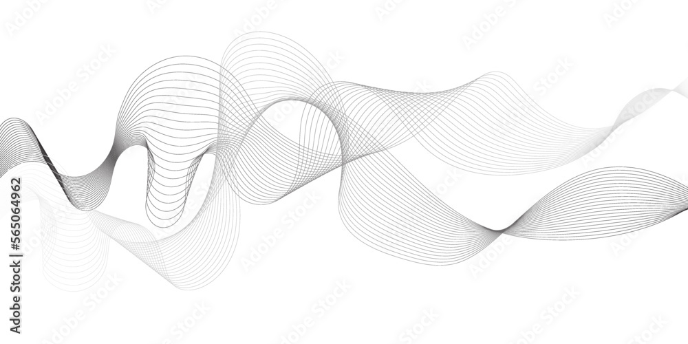 Abstract white and grey pattern of blend lines on white background ...