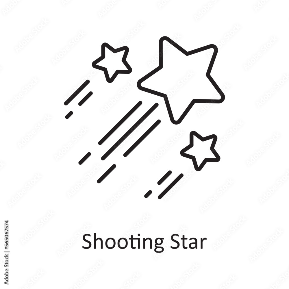 Shooting Star Vector Outline Icon Design illustration. Space Symbol on ...