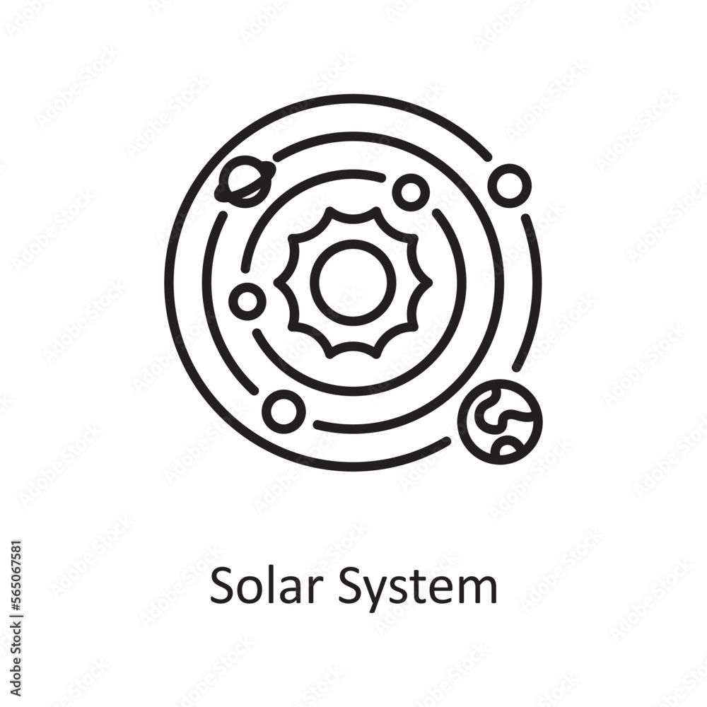 Solar System Vector Outline Icon Design illustration. Space Symbol on ...