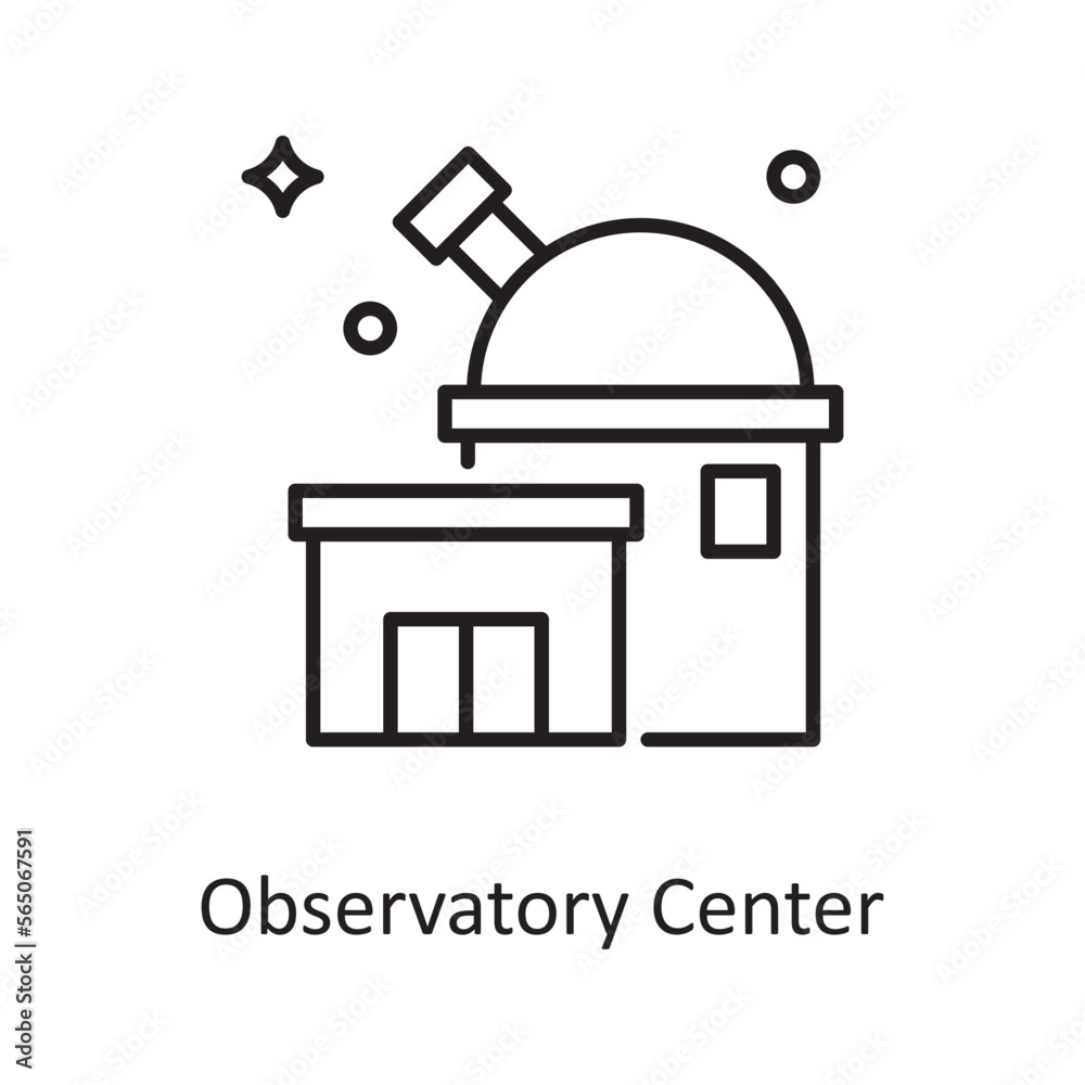 Observatory Center Vector Outline Icon Design illustration. Space ...