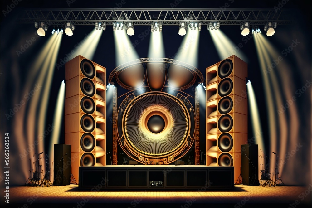 Concert stage with power sound system and lights. Generative Ai Stock ...