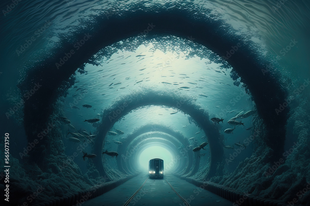 Seascape, underwater tunnel, sea wave, glass underwater passage ...