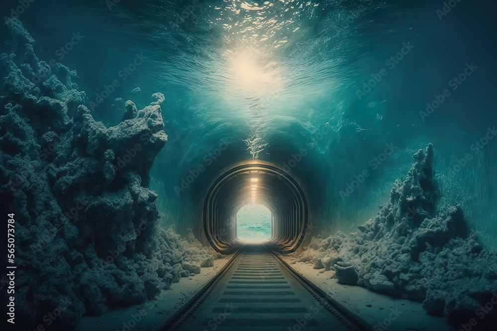 Seascape, underwater tunnel, sea wave, glass underwater passage ...