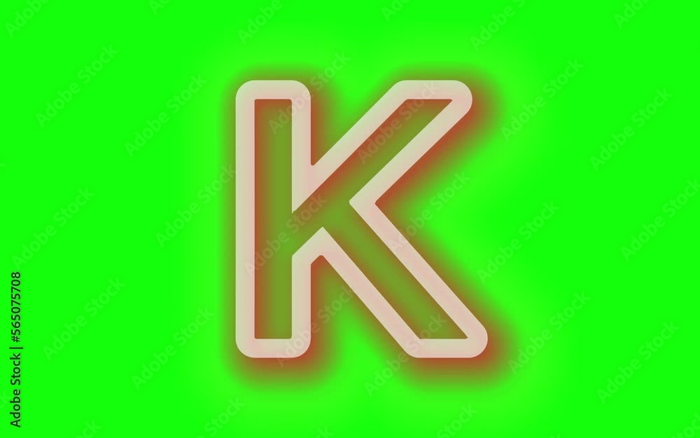 3D red color neon letter K with stop motion effect, 3d latter of K ...