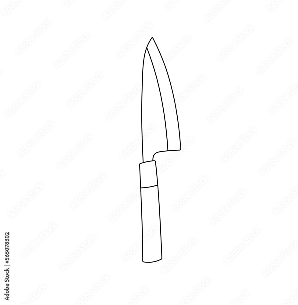Vector isolated one single kitchen knife vertical blade up colorless ...