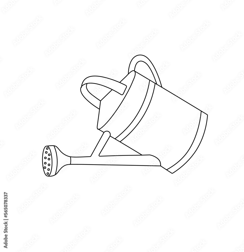 Vector isolated one single metal garden watering can with handle tilted ...