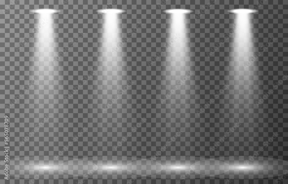 Spotlight set isolated on transparent background. Scene illumination ...