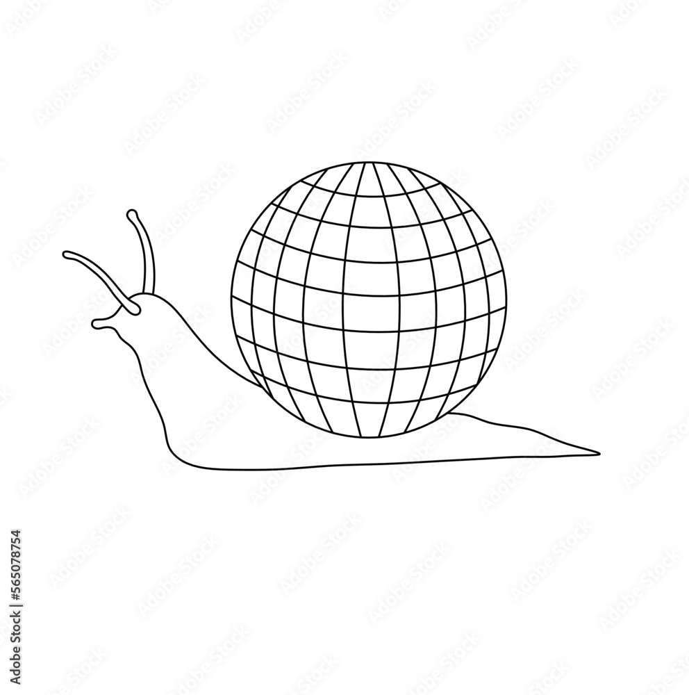 Vector isolated one single crawling disco snail with disco ball shell ...
