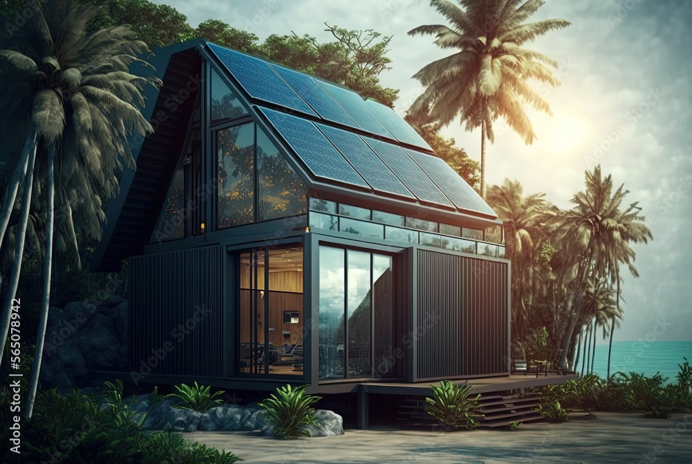 modern industry exterior style house in forest, made from converted ...