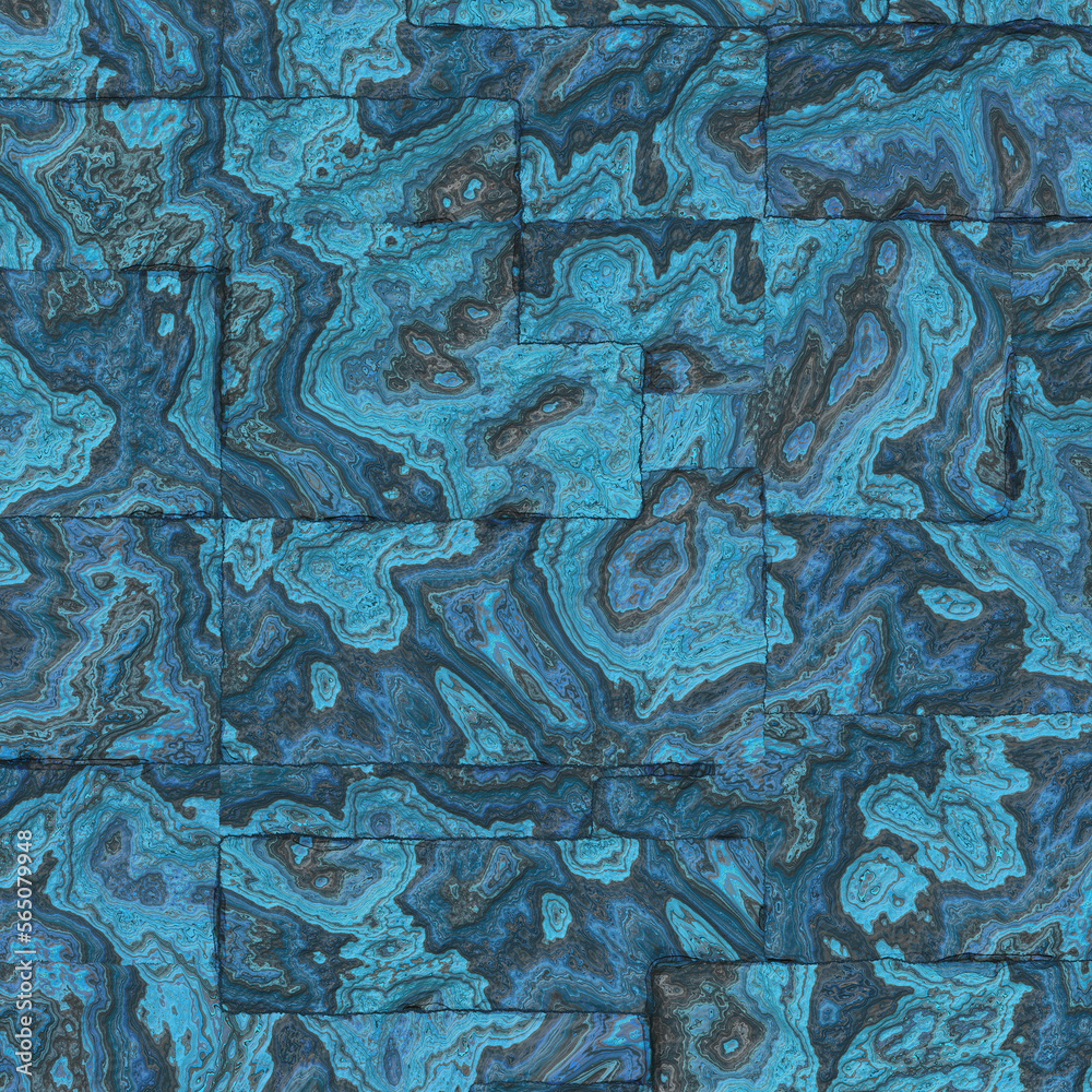 Watercolor light blue painting brick tiles wall with dark grey painted ...