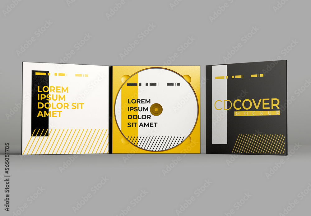 Front View Open and Closed CD Cover Mockup Stock Template | Adobe Stock