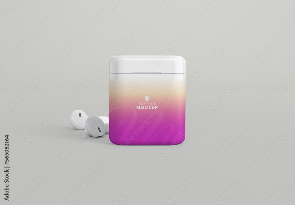Earpods and Close Charger Mockup Stock Template | Adobe Stock