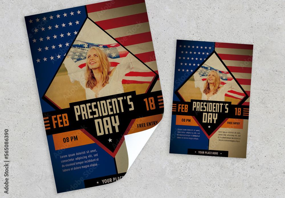 Vintage Style Presidents Day Flyer and Poster Stock Template | Adobe Stock