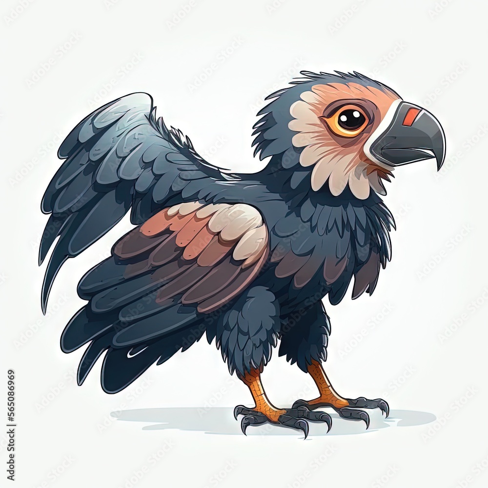 a cartoon bird with a large beak and a long beak, standing on one leg ...