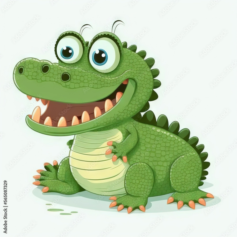 Stockillustratie a cartoon alligator with big eyes and a big smile on ...