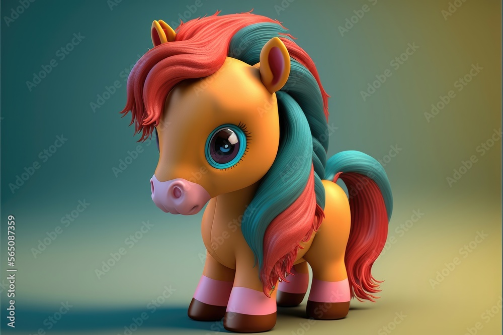 Cute Cartoon Pony Character 3D. Generative AI Stock Illustration ...