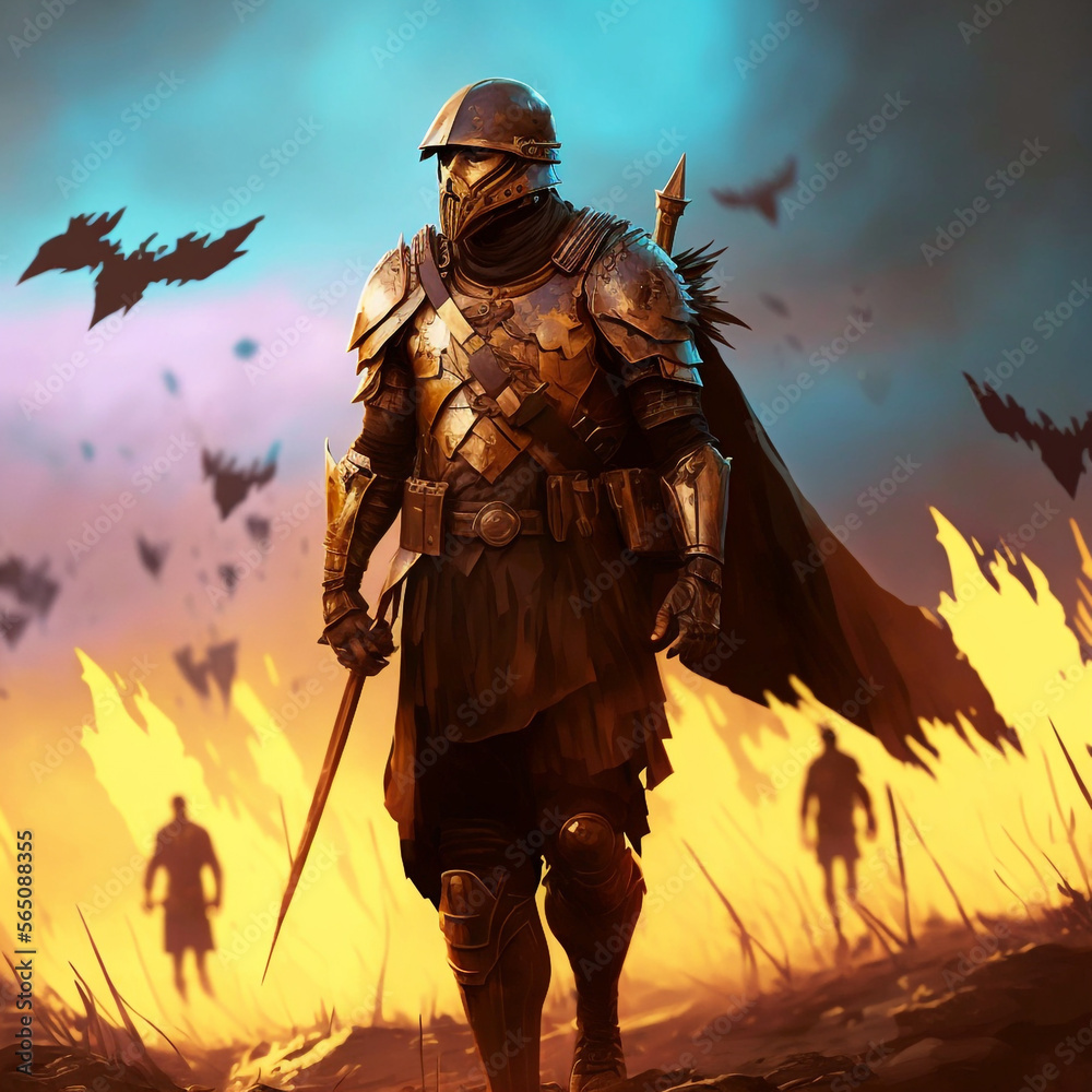 Warrior Design, Warrior Art, Battlefield Poster, Superhero Digital ...