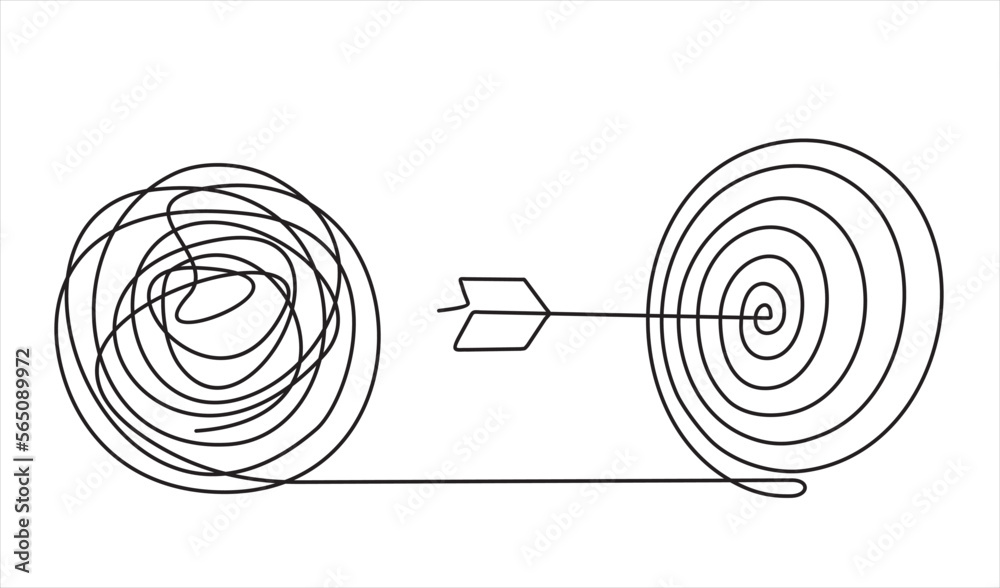Chaos and dart board, abstract minimalist concept vector illustration ...