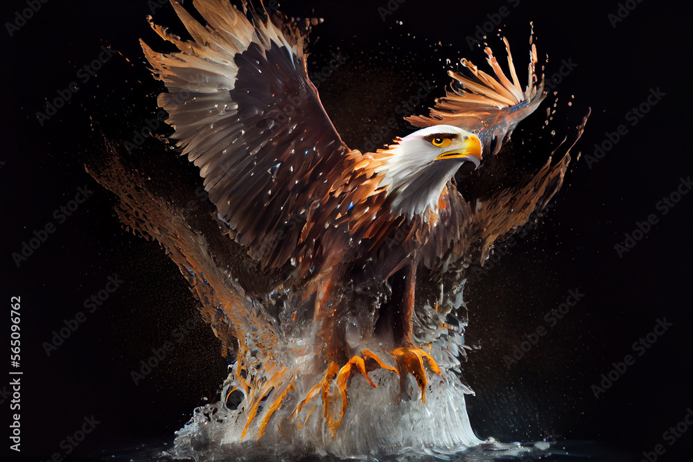 Colorful Eagle Splash Art Portrait - Eye-Catching Design for Your Stock ...