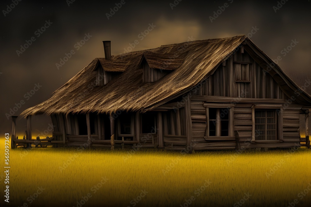 Outdoor photo of realistic old creepy wooden ranch isolated in the ...