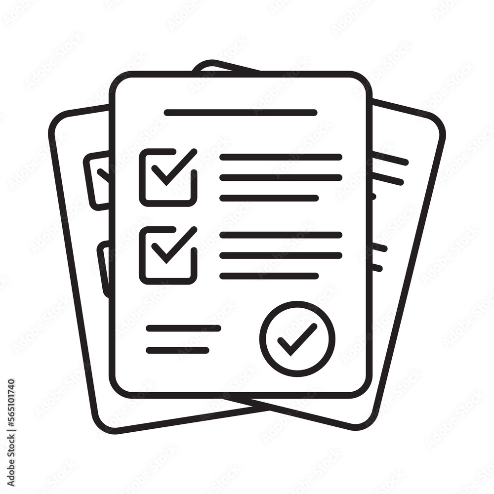 Survey icon. Questionnaire checklist form. Brief, survey or paper exam ...