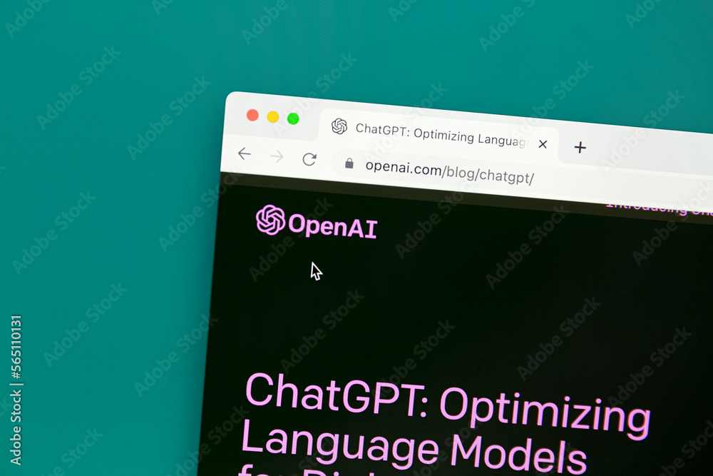 Ostersund, Sweden - Jan 26, 2023: OpenAI ChatGPT website on a computer screen. ChatGPT is a ...