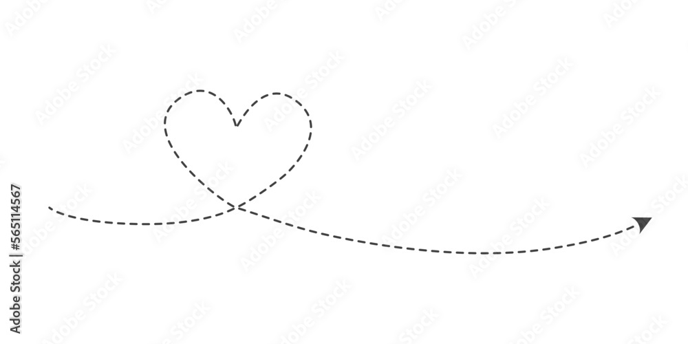 Dashed line heart drawing vector (Valentine's Day) Stock Vector | Adobe ...