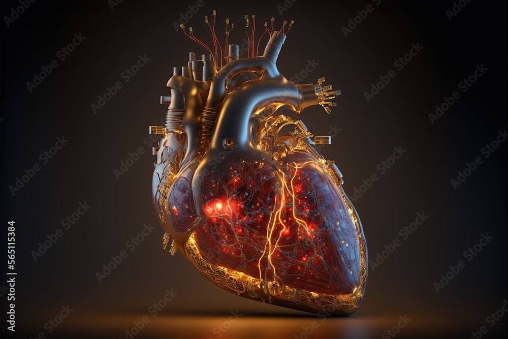 Super Human heart shape on a beautiful background. glowing and ...