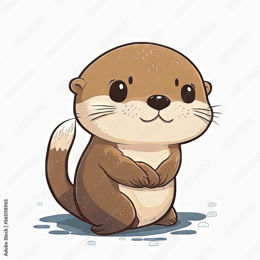 a cartoon otter with a sad look on its face and hands, sitting on the ...
