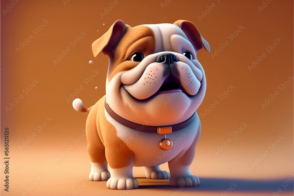 Cute cartoon Bulldog dog in a Pixar style Stock Illustration | Adobe Stock