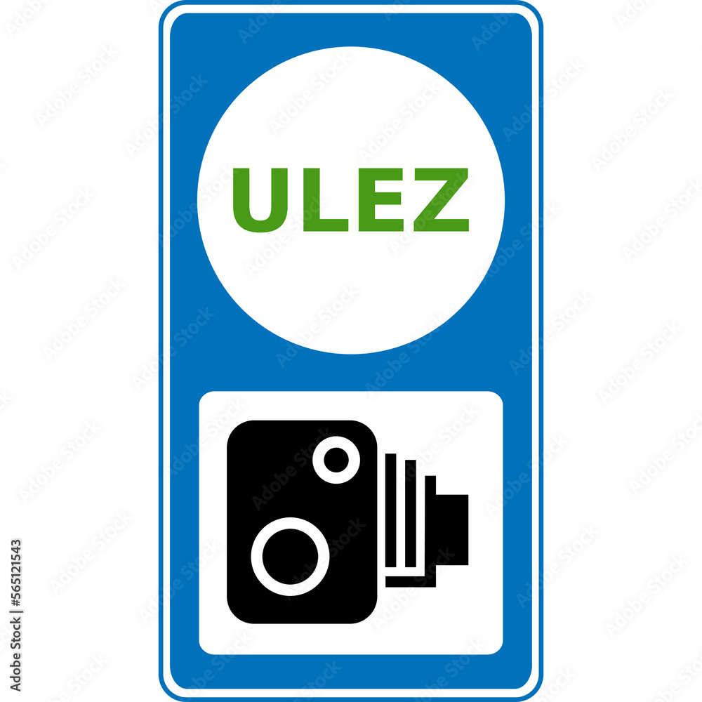 Vector graphic road sign for the ULEZ (Ultra low emission zone) and a ...