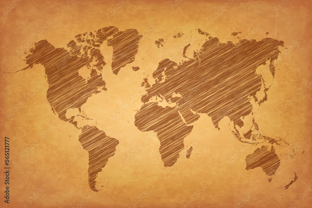 Old world map. Map world sketch line. Vintage worldmap global. Earth ...