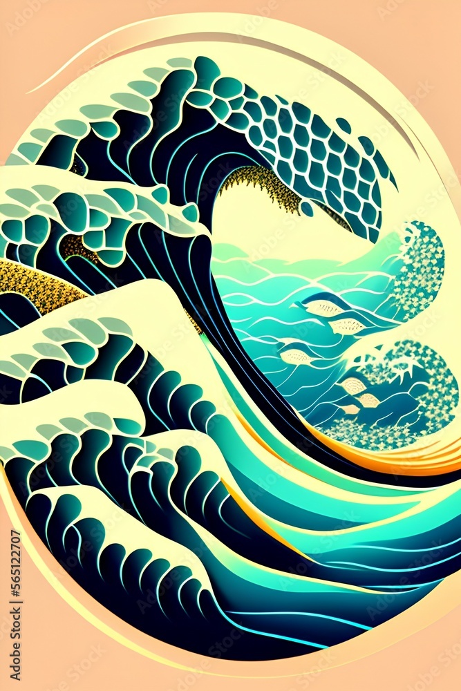 very abstract, vector art, underwater theme, sea animals and plants ...