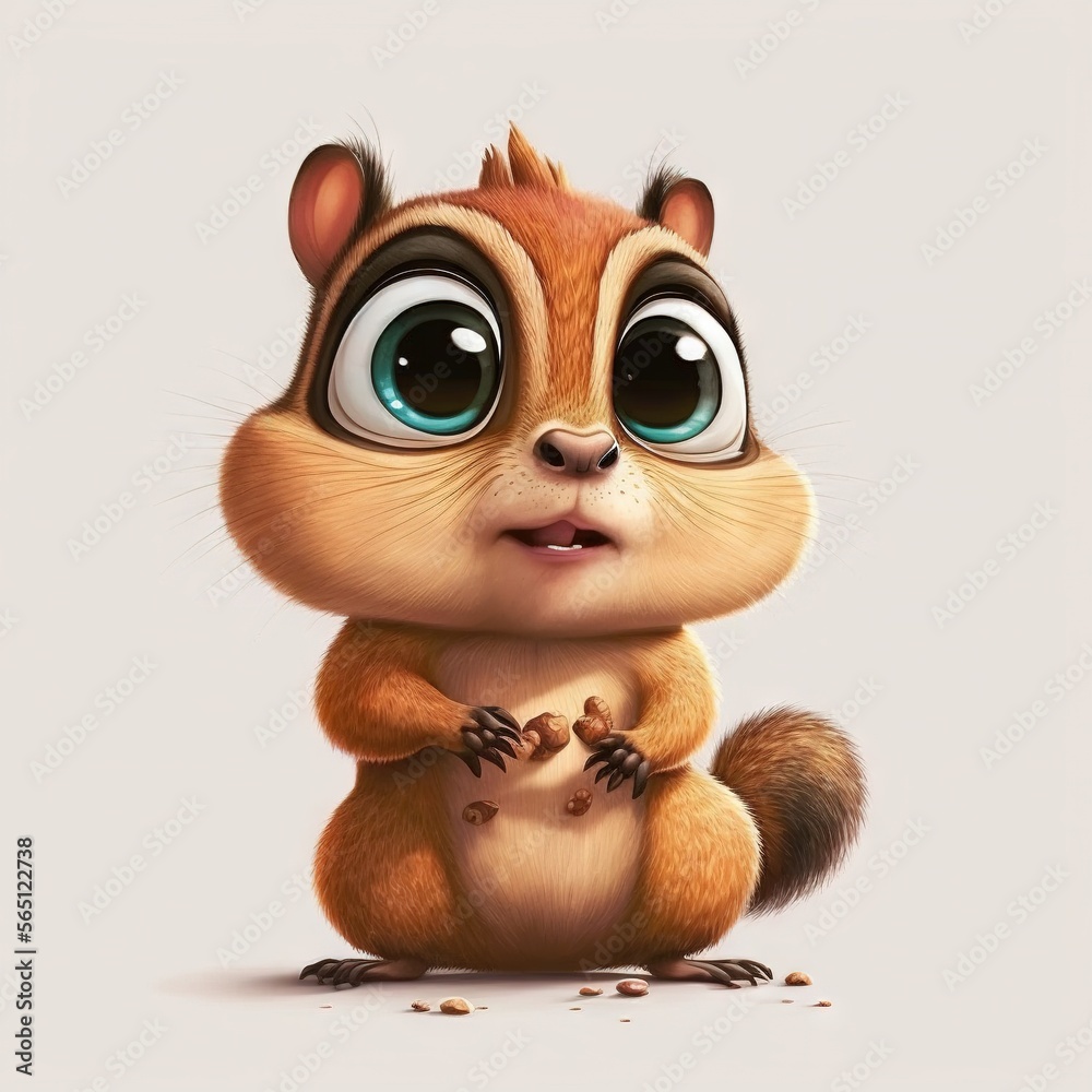 a cartoon squirrel with big eyes and a surprised look on his face ...
