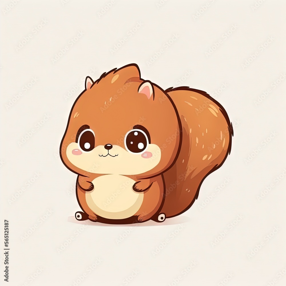 a cartoon squirrel with a sad look on its face and tail, sitting down ...